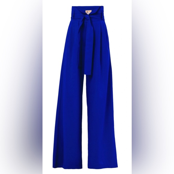Pants & Jumpsuits | Wolf Badger Blue High Waist Long Wide Leg Trousers ...